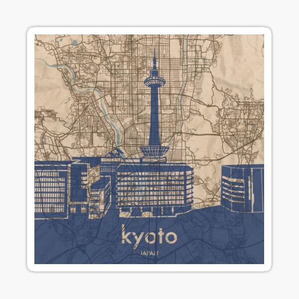 "Map + Silhouette | Kyoto" Sticker by CPTVDesign | Redbubble