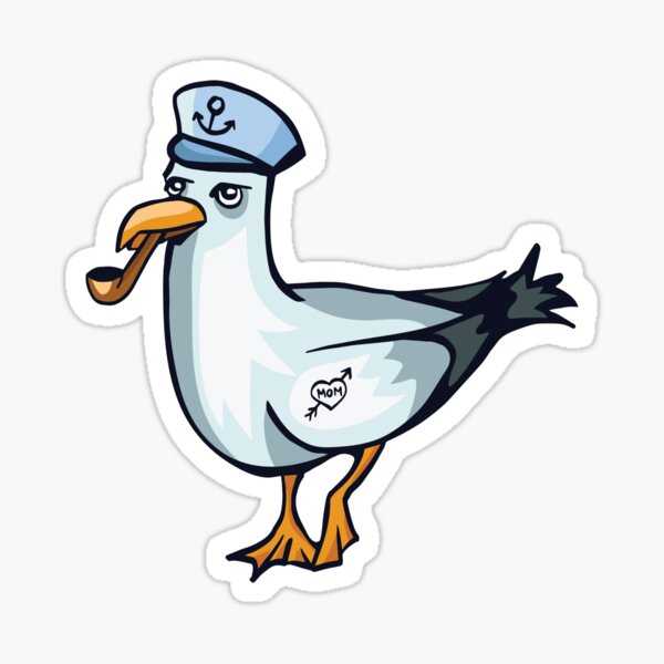 "Seagull Seafarer Captain " Sticker for Sale by meshhead | Redbubble