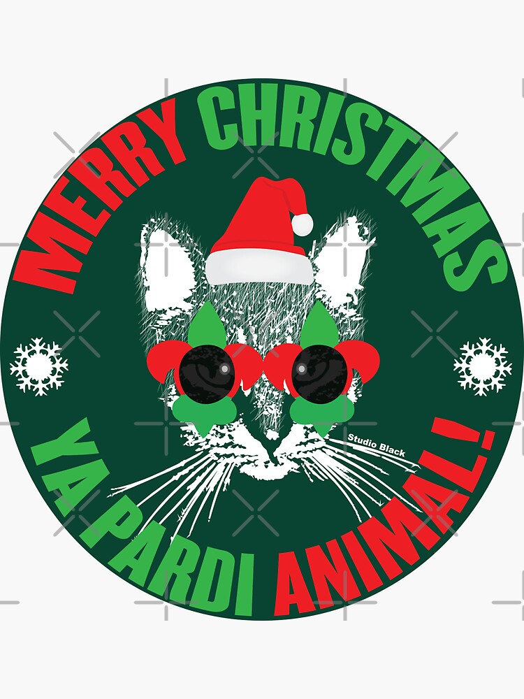 "Merry Christmas Ya Pardi Animal New Orleans Cat" Sticker for Sale by StudioBlack | Redbubble