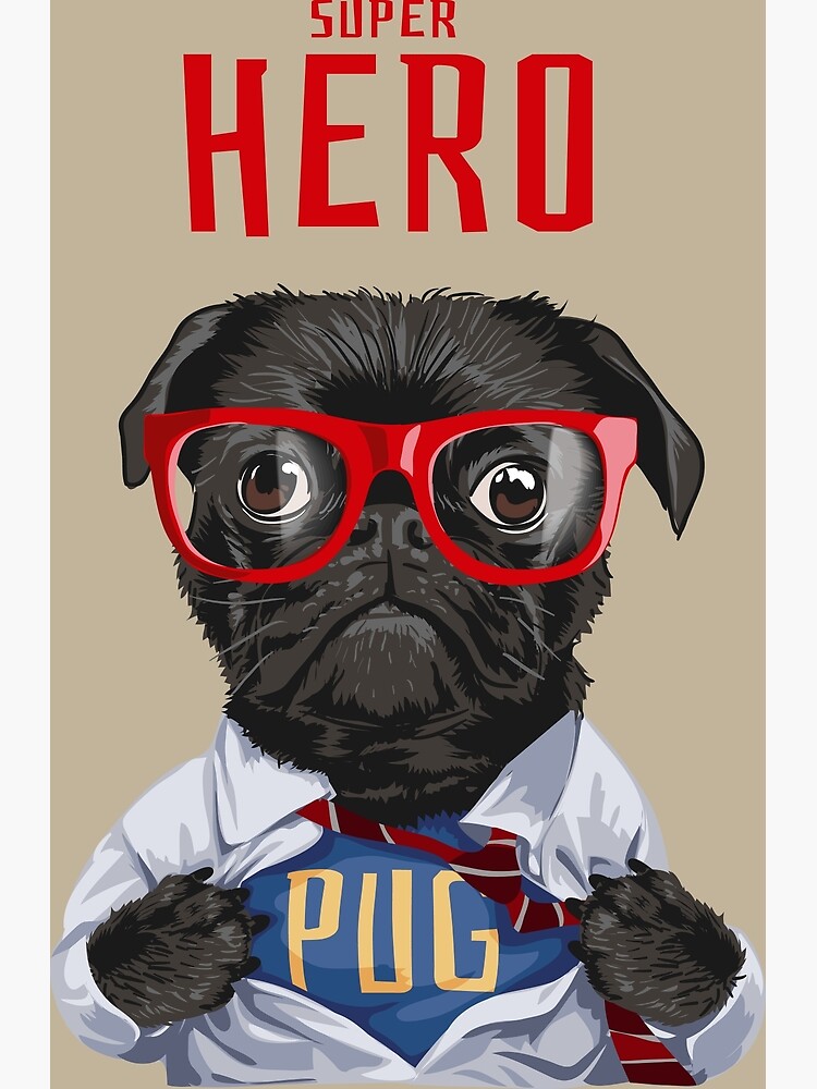 "Cute superhero pug dog" Poster by macci-shop | Redbubble