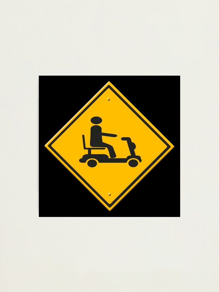 "Warning sign mobility scooter" Photographic Print for Sale by ...