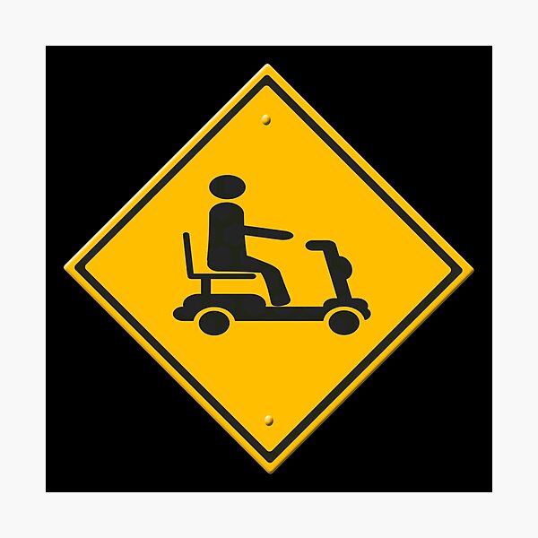 "Warning sign mobility scooter" Photographic Print for Sale by ...