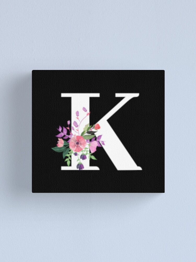 "cute rose floral monogram white initial letter K pretty pink purple ...