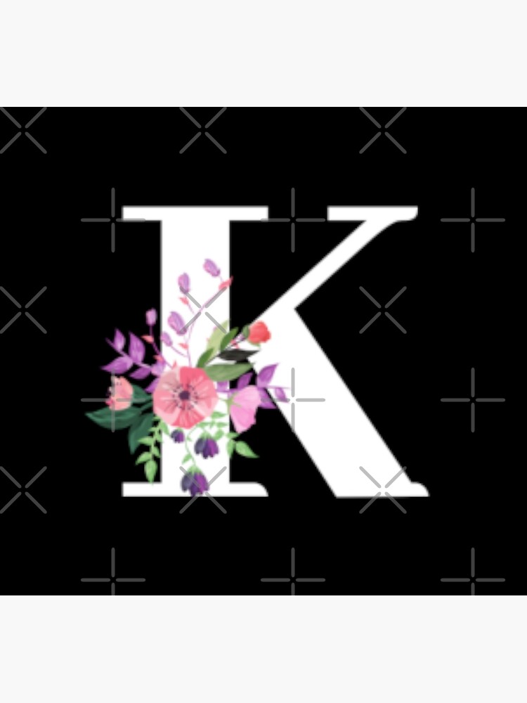 "cute rose floral monogram white initial letter K pretty pink purple ...