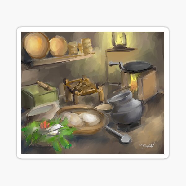 "Punjabi village kitchen " Sticker for Sale by Sukhpalgrewal | Redbubble
