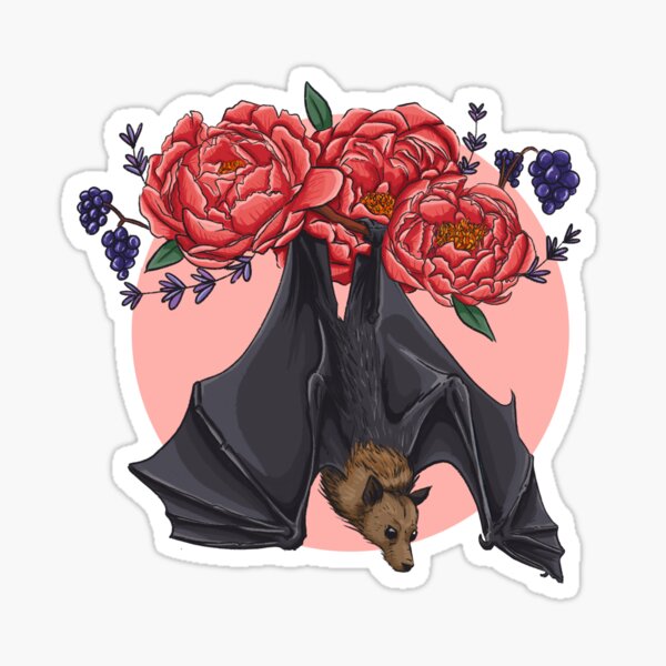 "Fruit bat and flowers " Sticker by Hatti-v | Redbubble
