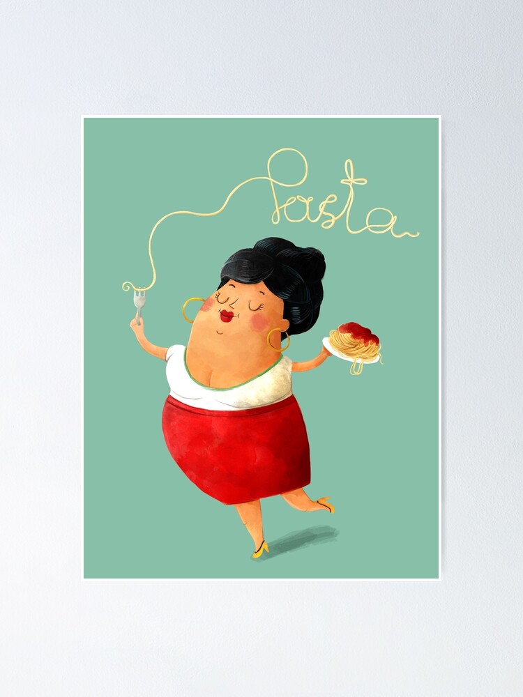 "Spaghetti Pasta Lady" Poster for Sale by colonelle | Redbubble