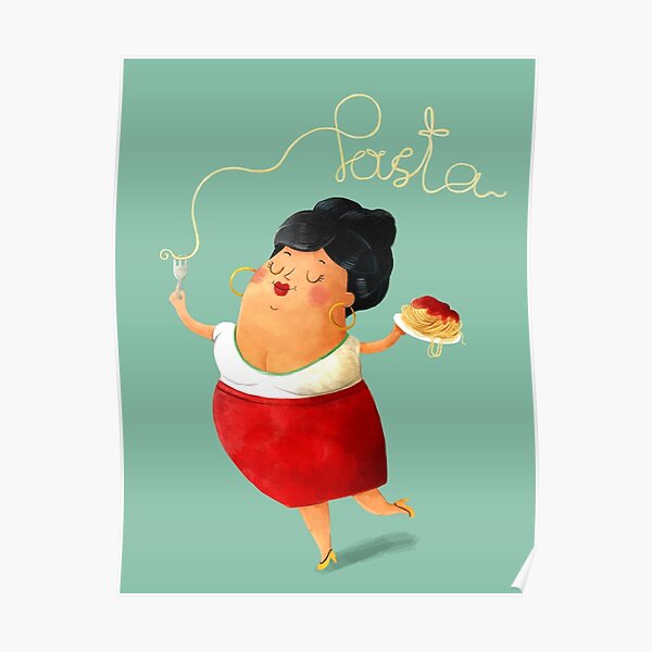 "Spaghetti Pasta Lady" Poster for Sale by colonelle | Redbubble
