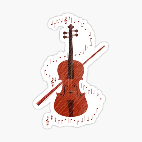 "Violin with music notes" Sticker for Sale by magenta-dream | Redbubble