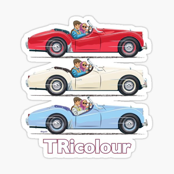 "A mix of early TRs in Red, White and Blue (RHD)" Sticker for Sale by ...