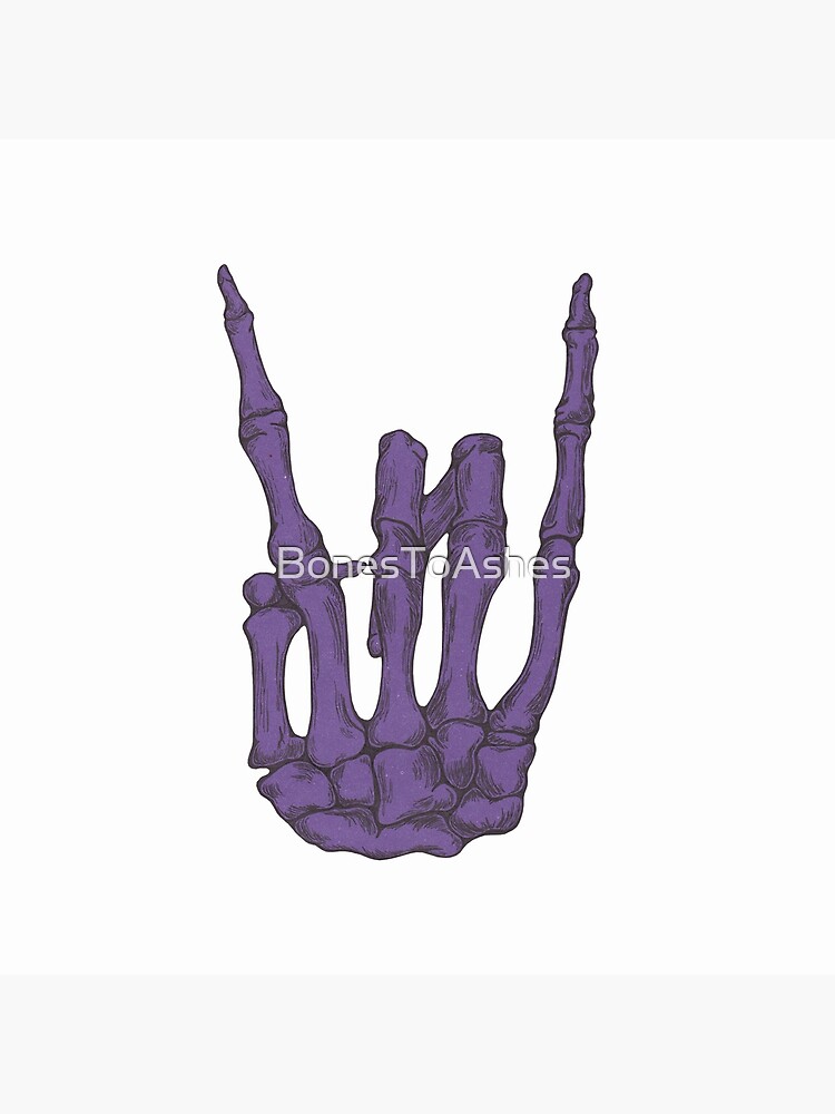 "Rock On Skeleton Hand - Purple" Art Print by BonesToAshes | Redbubble