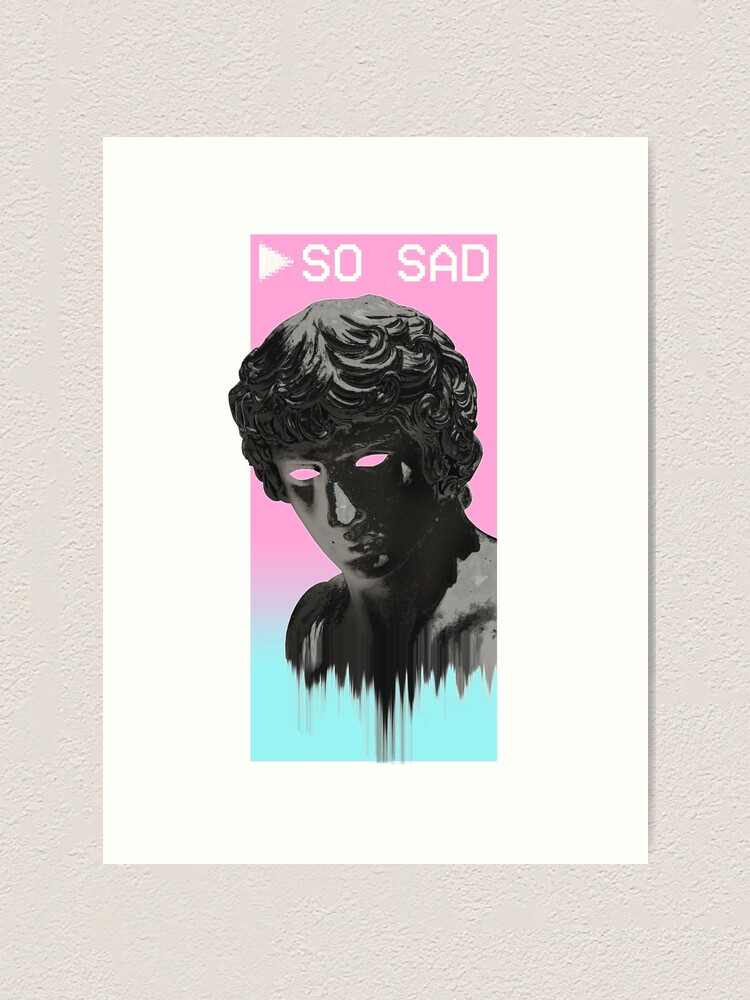 "So Sad Aesthetic Vaporwave Ancient Greek Statue Sad Face design" Art ...