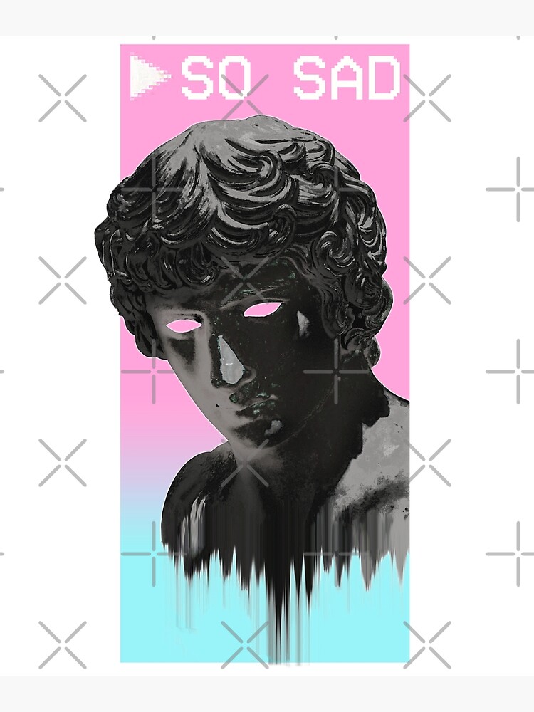 "So Sad Aesthetic Vaporwave Ancient Greek Statue Sad Face design ...