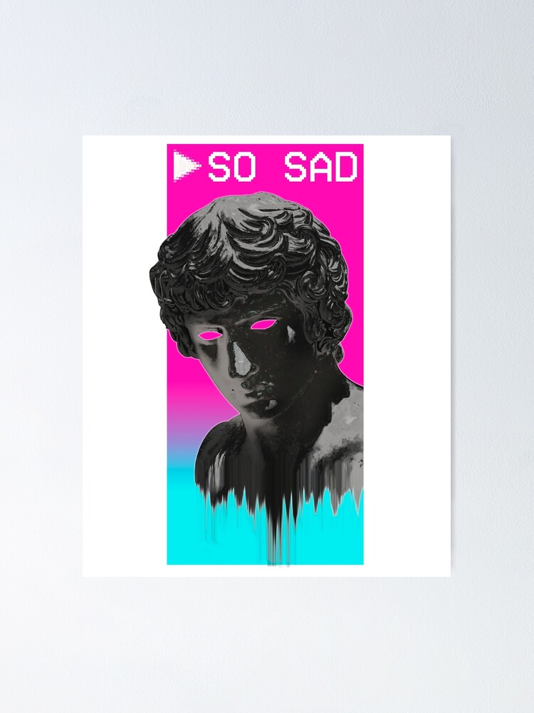 "So Sad Aesthetic Vaporwave Ancient Greek Statue Sad Face design ...
