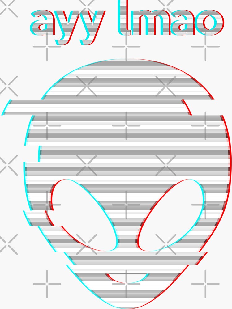 "Vaporwave Ayy Lmao Meme Glitch art design Style Alien face graphic ...