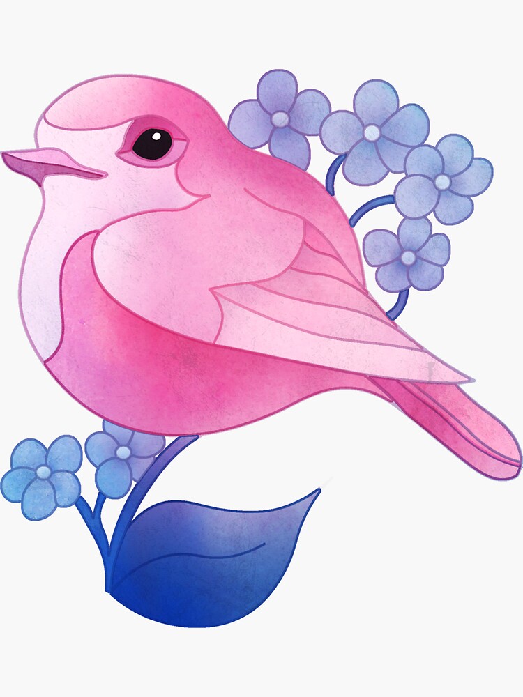 "Pink bird" Sticker by Wildwooddragon | Redbubble