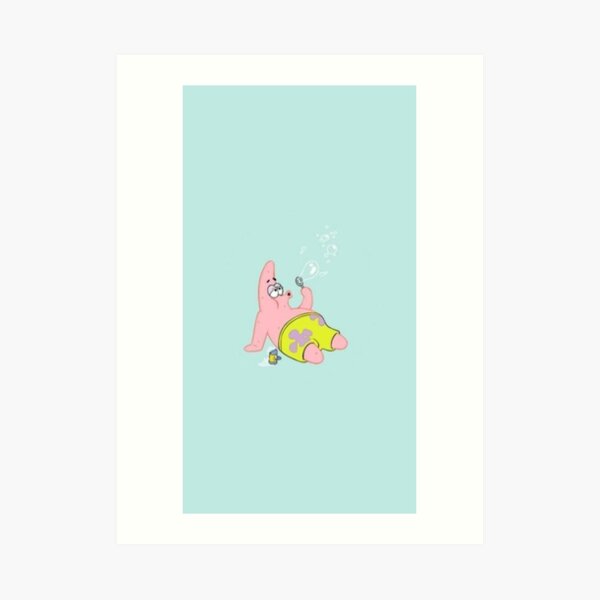 "Patrick Star blowing bubbles " Art Print by gwalazek | Redbubble