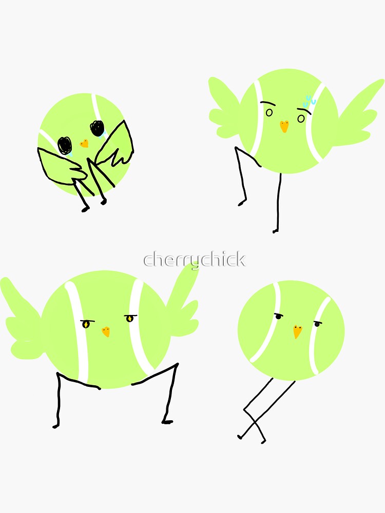 "Tennis ball birds" Sticker by cherrychick | Redbubble