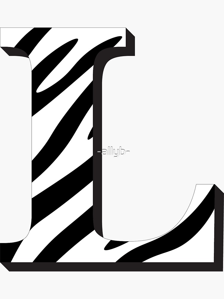 "Letter L Zebra Print" Sticker for Sale by -allyb- | Redbubble