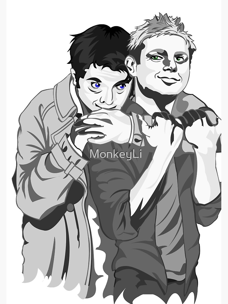 "Destiel Hug b/w" Spiral Notebook by MonkeyLi | Redbubble