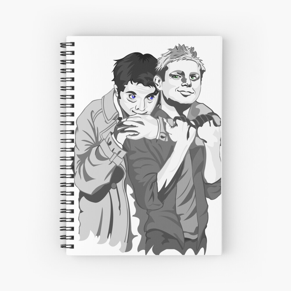 "Destiel Hug b/w" Spiral Notebook by MonkeyLi | Redbubble