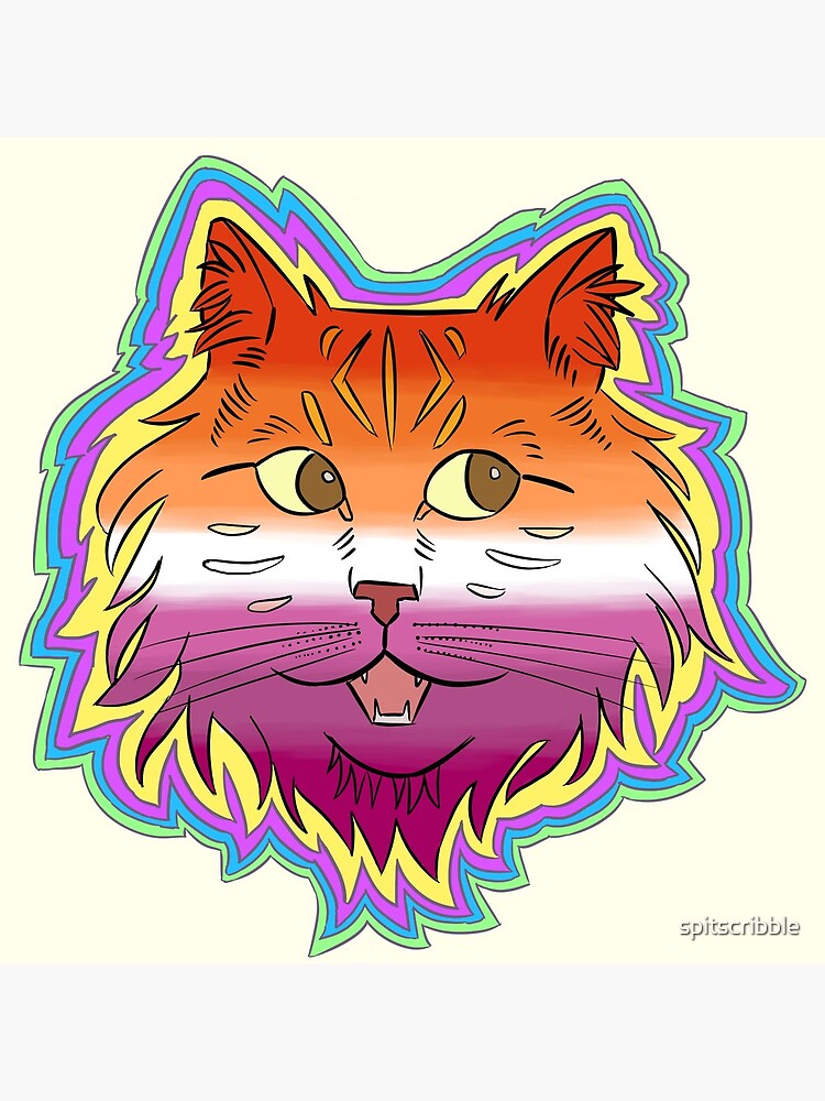 Lgbt Pride Cat Lesbian Flag Poster By Spitscribble Redbubble