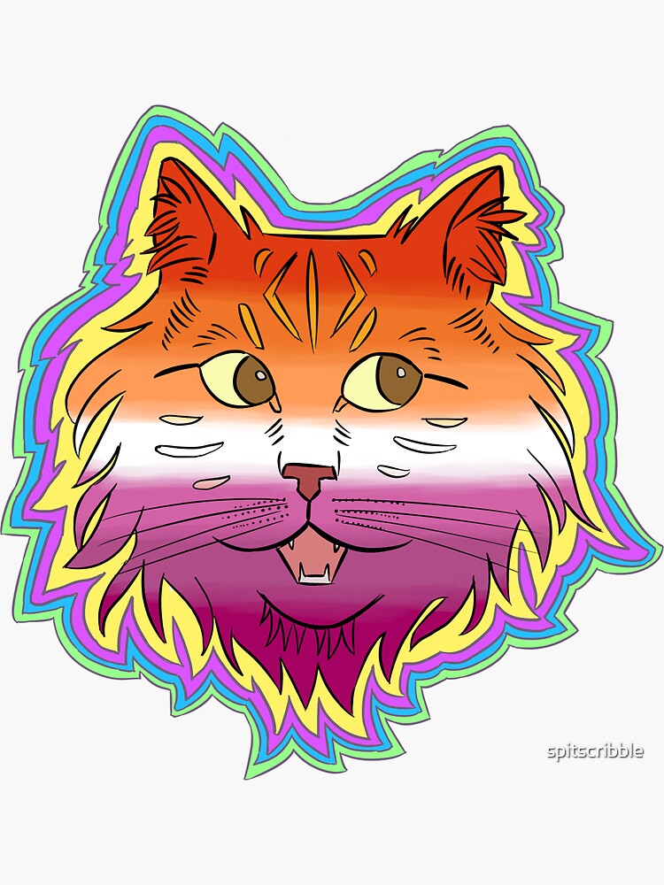 "LGBT Pride Cat - Lesbian Flag" Sticker for Sale by spitscribble ...
