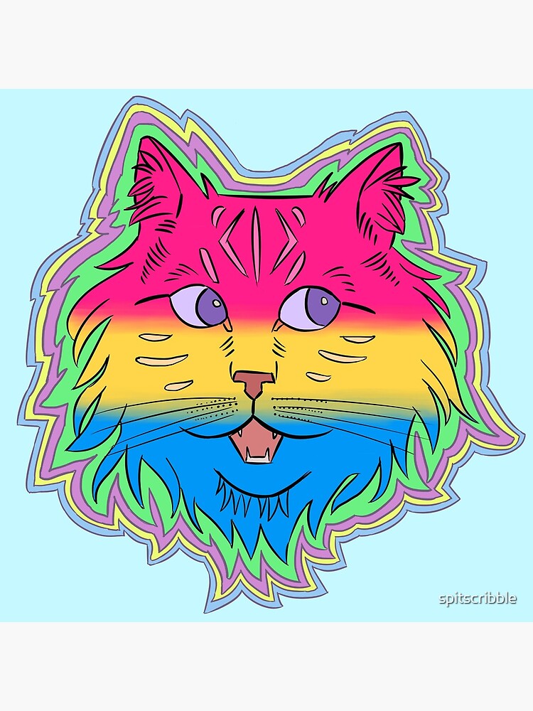 Lgbt Pride Cat Pan Flag Poster By Spitscribble Redbubble