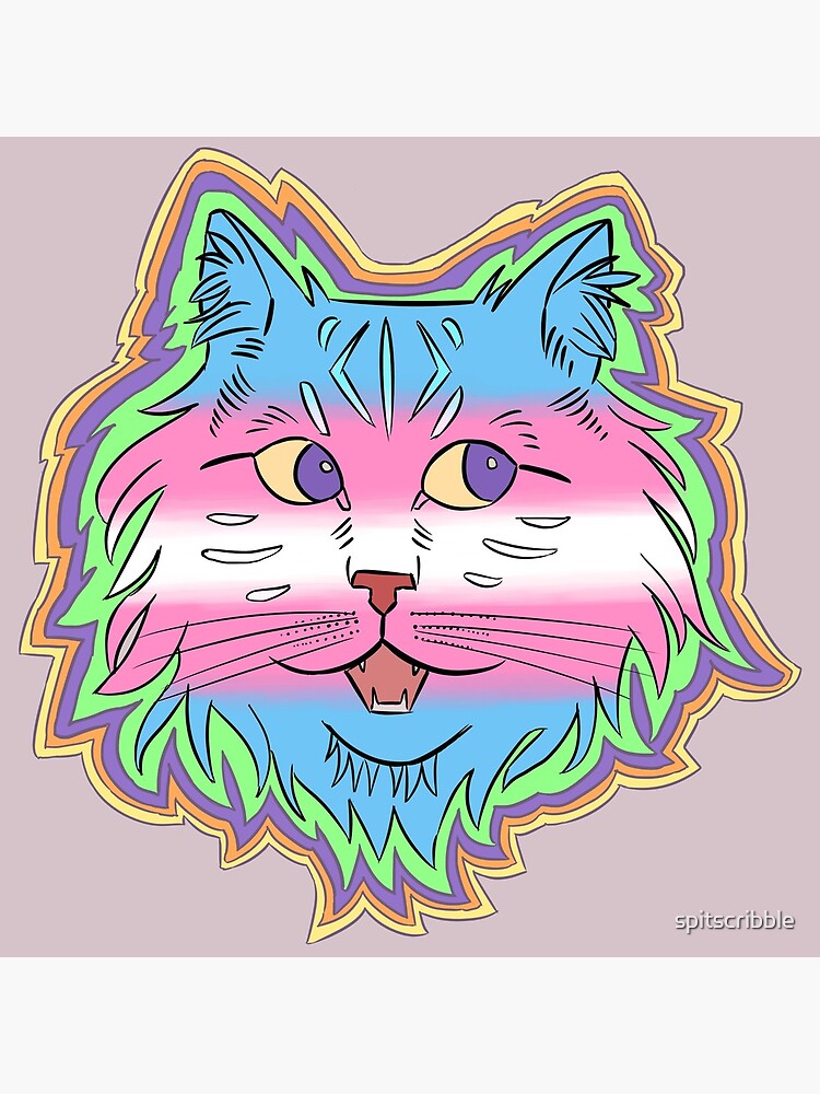 "LGBT Pride Cat - Trans Flag" Canvas Print by spitscribble | Redbubble