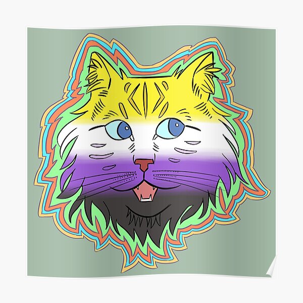 Póster «Orgullo LGBT Gato - Bandera no binaria» de spitscribble | Redbubble