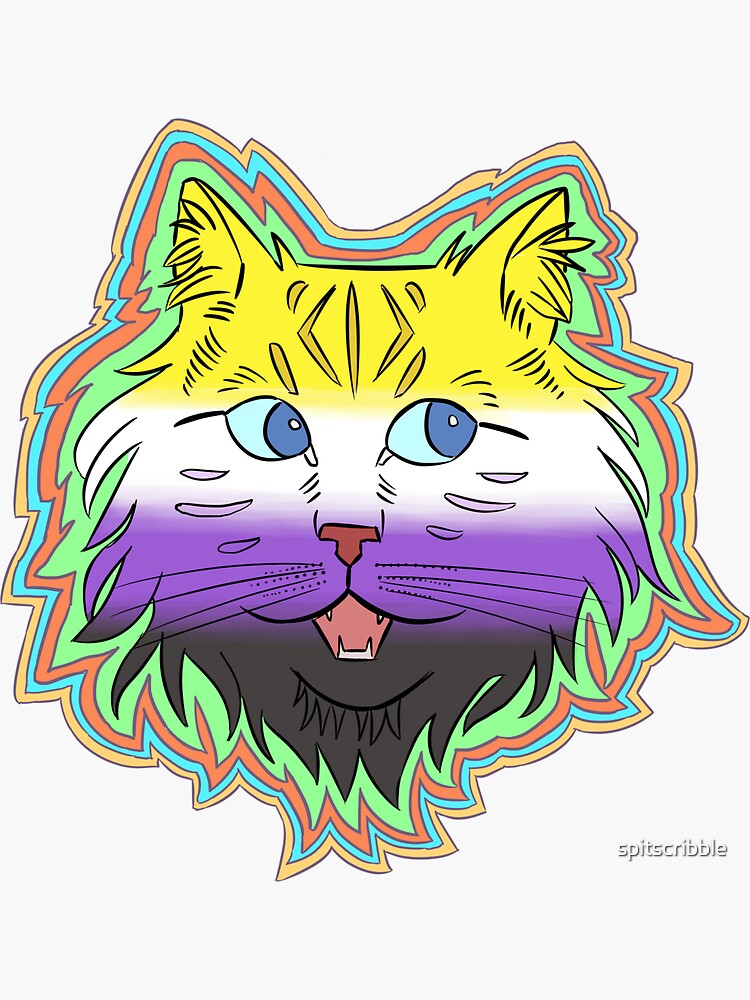 Lgbt Pride Cat Nonbinary Flag Sticker For Sale By Spitscribble