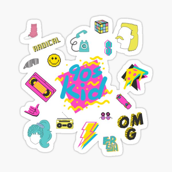 "90's KID" Sticker for Sale by Haileywiseley | Redbubble