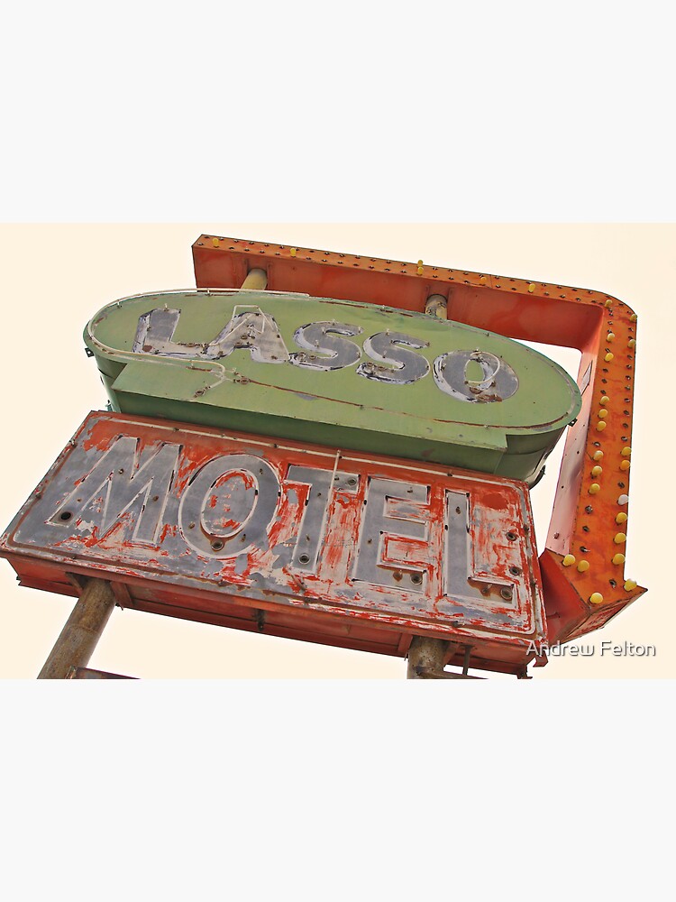 "Lasso Motel, Route 66" Sticker for Sale by 69DIRTYRAT | Redbubble