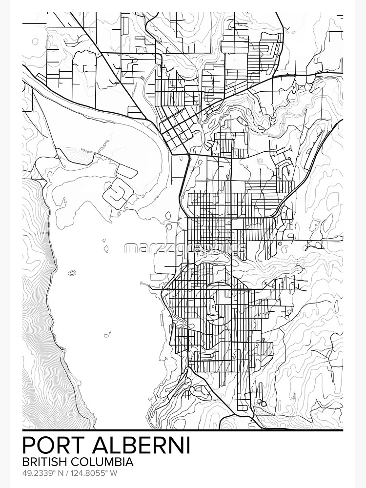 "Port Alberni map poster print wall art, British Columbia gift ...