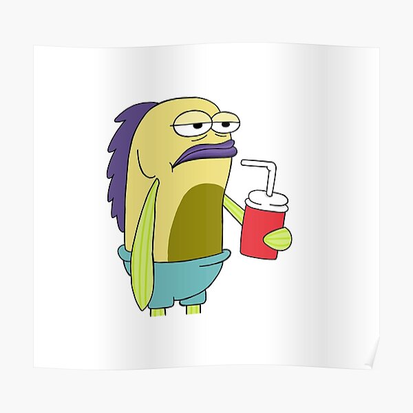 "Spongebob fish drinking soda" Poster for Sale by GoldenArrow | Redbubble