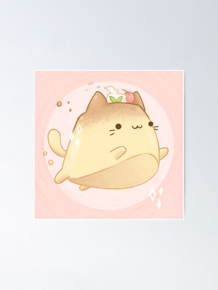 "Kawaii cat pudding - Cute food" Poster for Sale by komorebistars ...