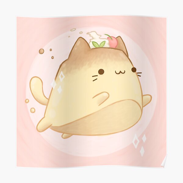 "Kawaii cat pudding - Cute food" Poster for Sale by komorebistars ...