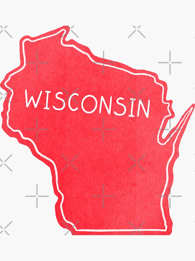 "Wisconsin Map Sticker" Sticker for Sale by Drawingvild | Redbubble