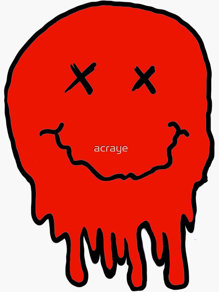 "RED SMILE DRIP" Sticker for Sale by acraye | Redbubble
