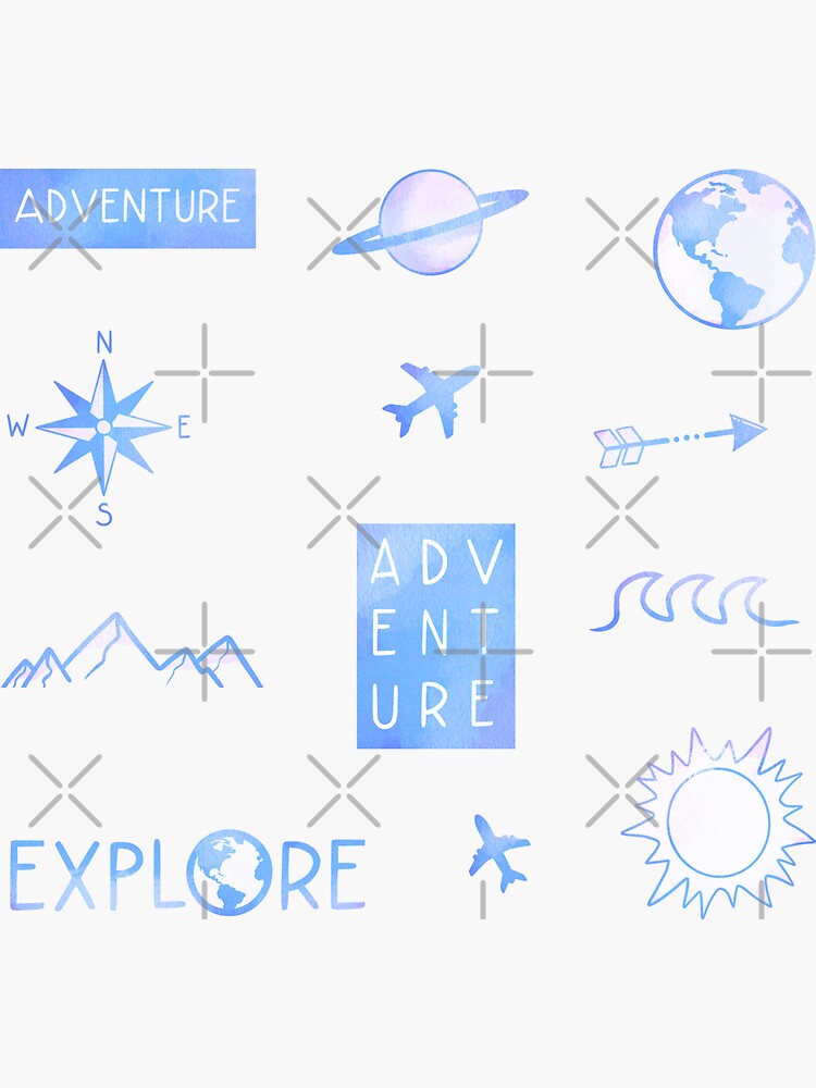 "Travel Stickers Pastel Blue Pack" Sticker for Sale by Drawingvild ...