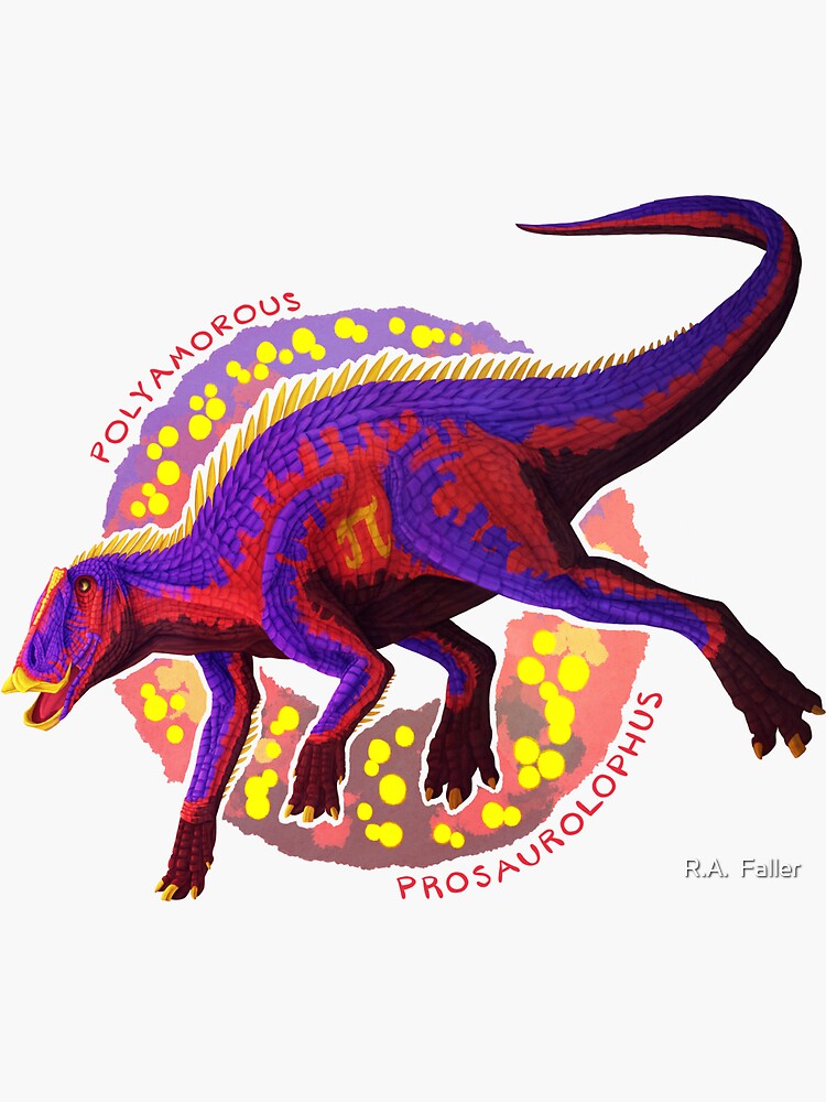 "Polyamorous Prosaurolophus (with text)" Sticker for Sale by ...