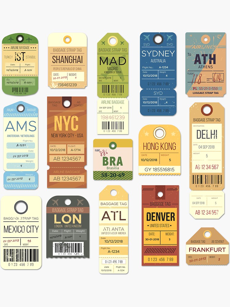 "Luggage Vintage Tags" Sticker for Sale by printadorable | Redbubble