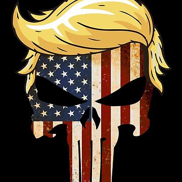 "Skull With Iconic Trump Hair America Flag" Sticker for Sale by ...