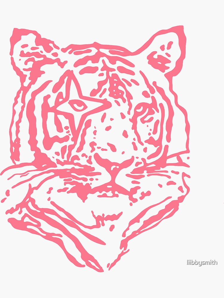 "pink tiger outline" Sticker for Sale by liibbysmith | Redbubble