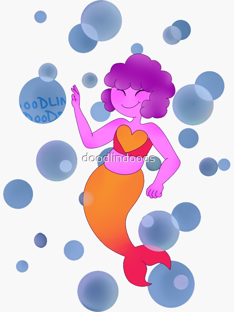 "bubbly mermaid sticker" Sticker by doodlindoods | Redbubble