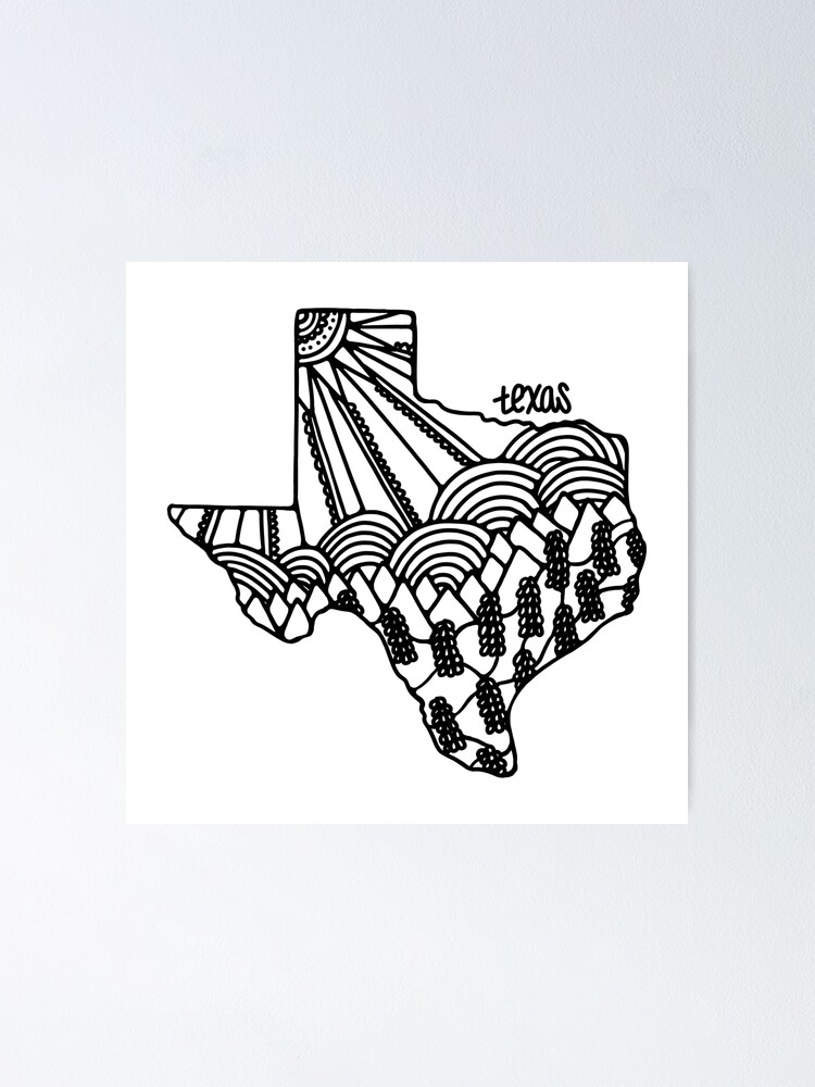 "Texas Mandala Zentangle State Outline" Poster for Sale by ...