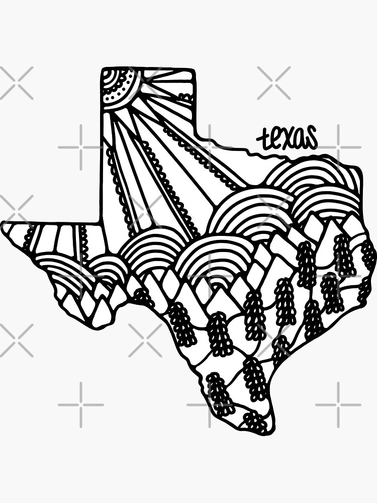 "Texas Mandala Zentangle State Outline" Sticker for Sale by ...