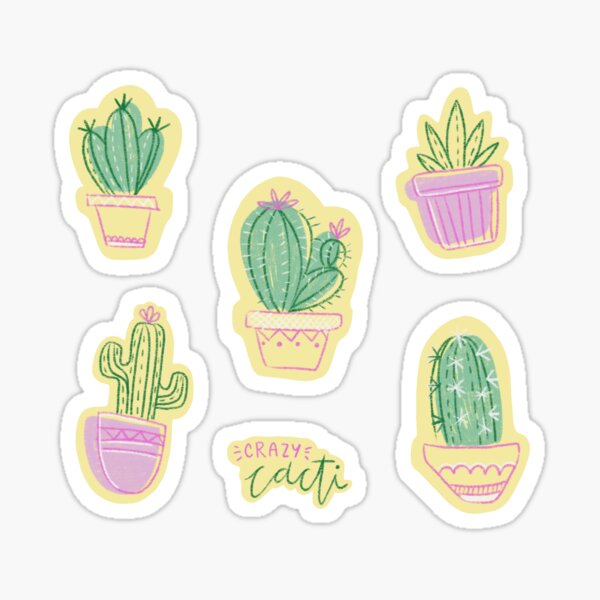 "Crazy Cacti" Sticker for Sale by Rosie-Grace | Redbubble