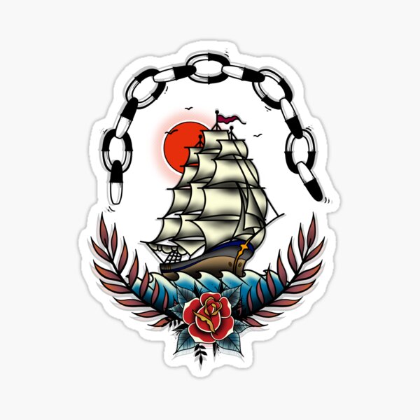 "Old school ship" Sticker for Sale by SoulArtLove | Redbubble