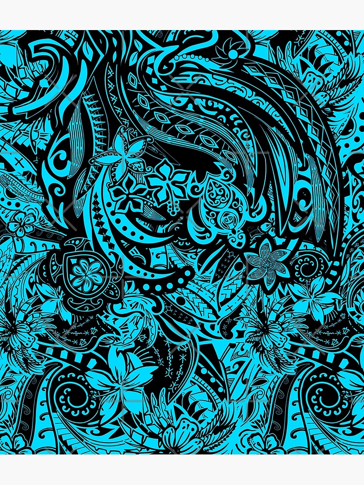 "Hawaiian - Samoan - Polynesian Teal Tribal Threads" Poster for Sale by ...